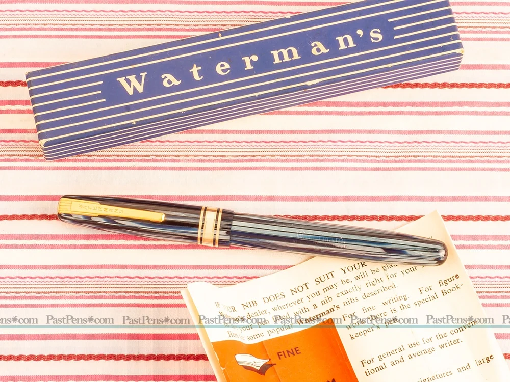 Waterman W5 Blue Striped Fountain Pen with Box & Paper