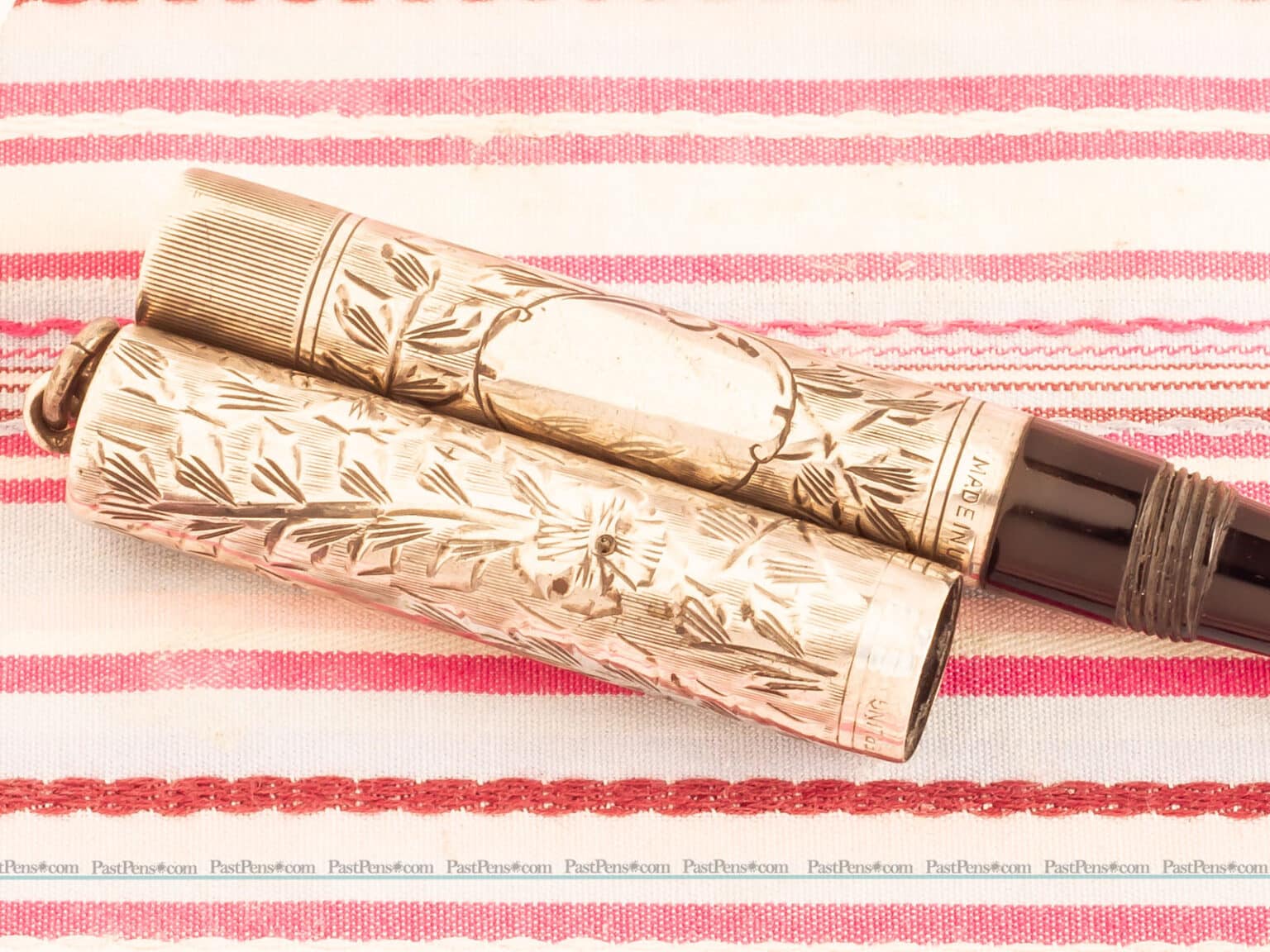 Waterman Sterling Silver Overlay Hand-Engraved Floral Pen