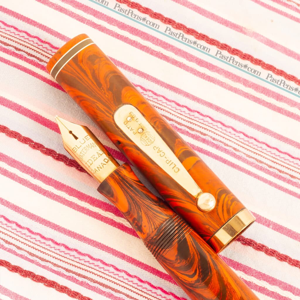 Waterman 7 Red Ripple Woodgrain Blue Blunt Fountain Pen