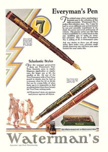 Waterman 7 Red Ripple Woodgrain Blue Blunt Fountain Pen