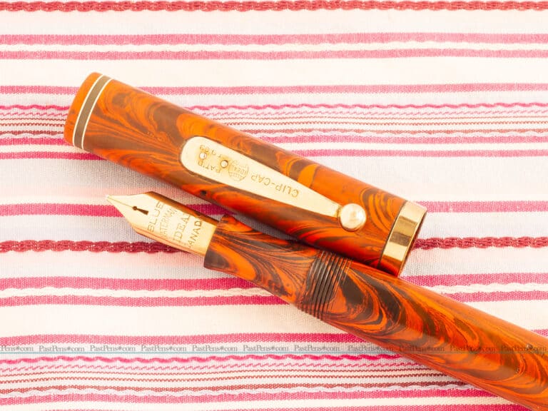 Waterman 7 Red Ripple Woodgrain Blue Blunt Fountain Pen