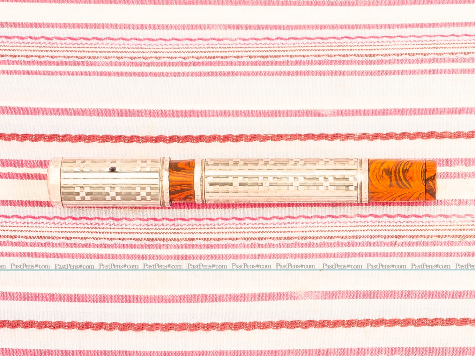 Waterman Safety Pen Red Ripple Woodgrain Sterling Silver