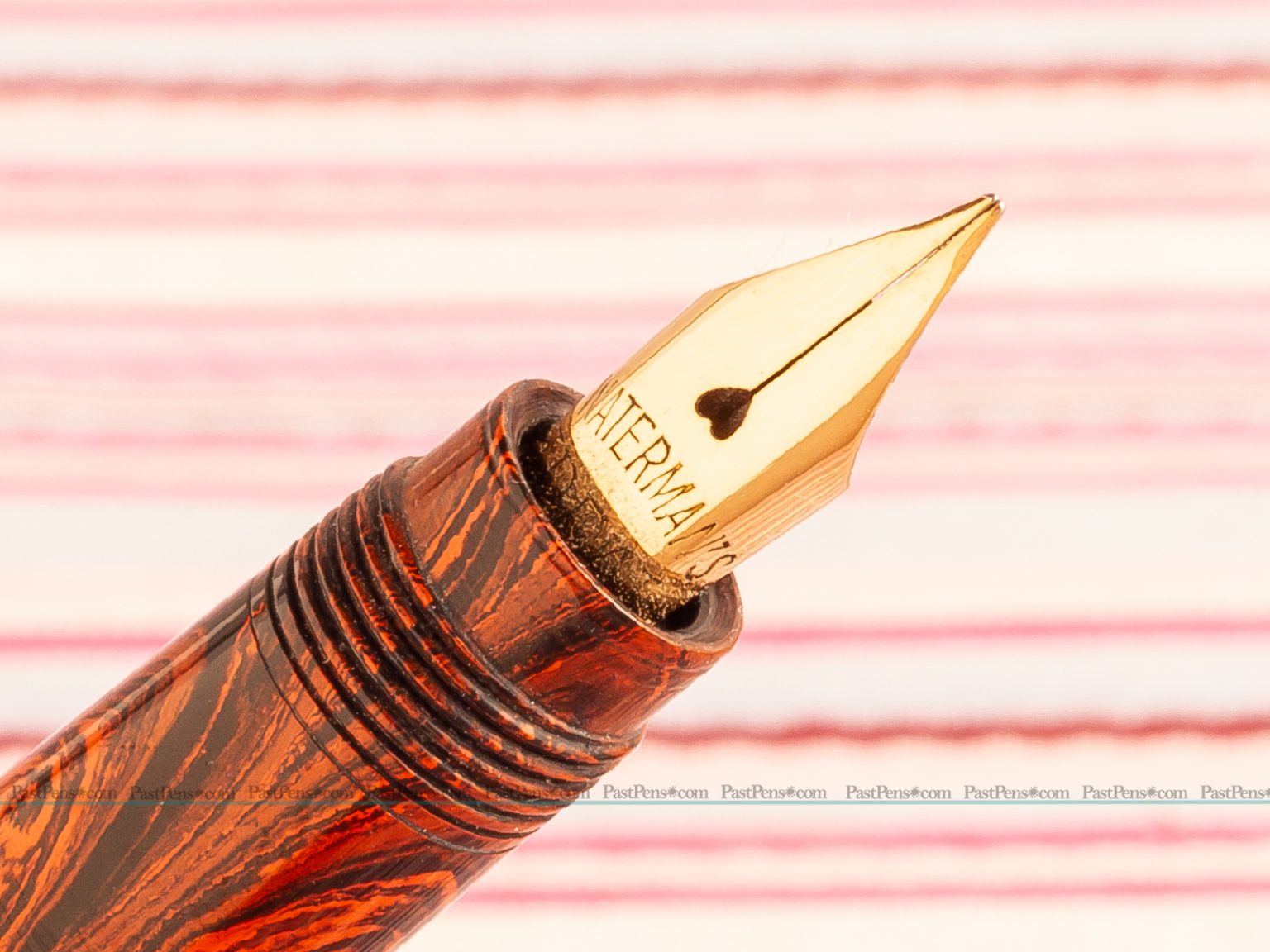 Waterman Safety Pen Red Ripple Woodgrain Sterling Silver