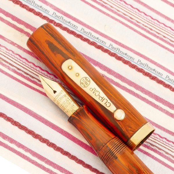 Waterman 7 Red Ripple Woodgrain Blue Blunt Fountain Pen