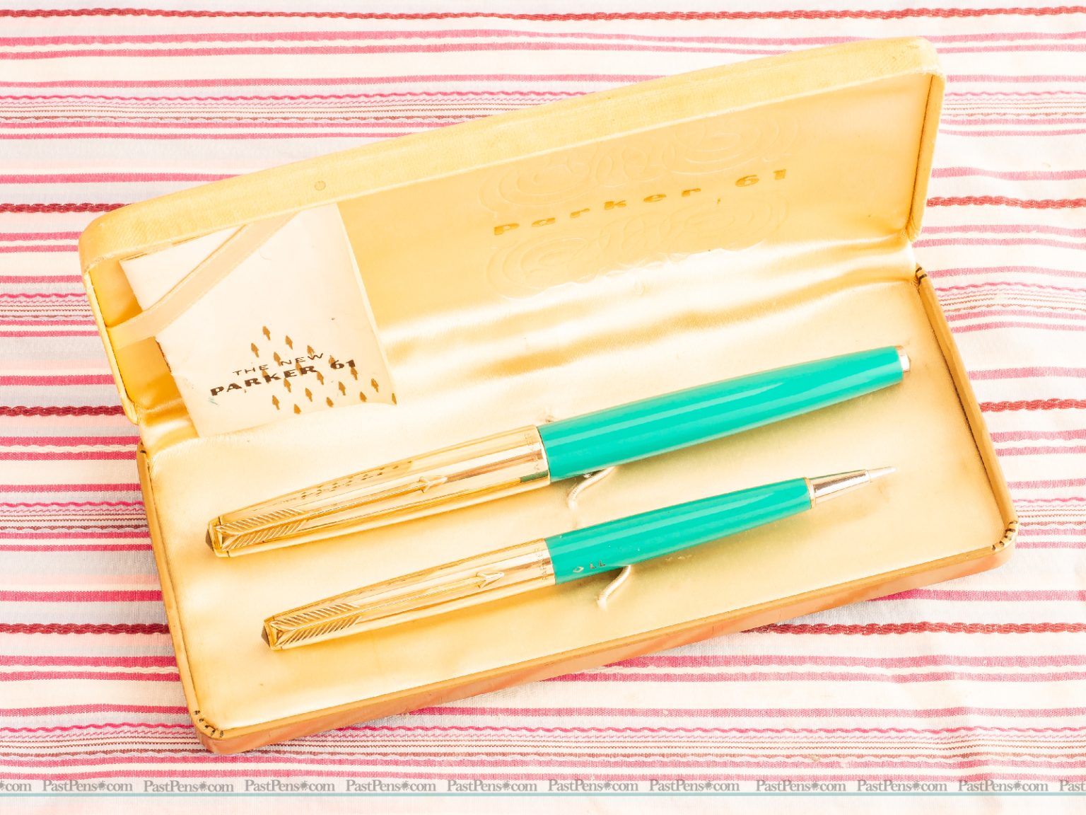 Parker 61 Rainbow Gold Turquoise Fountain Pen Set NEW